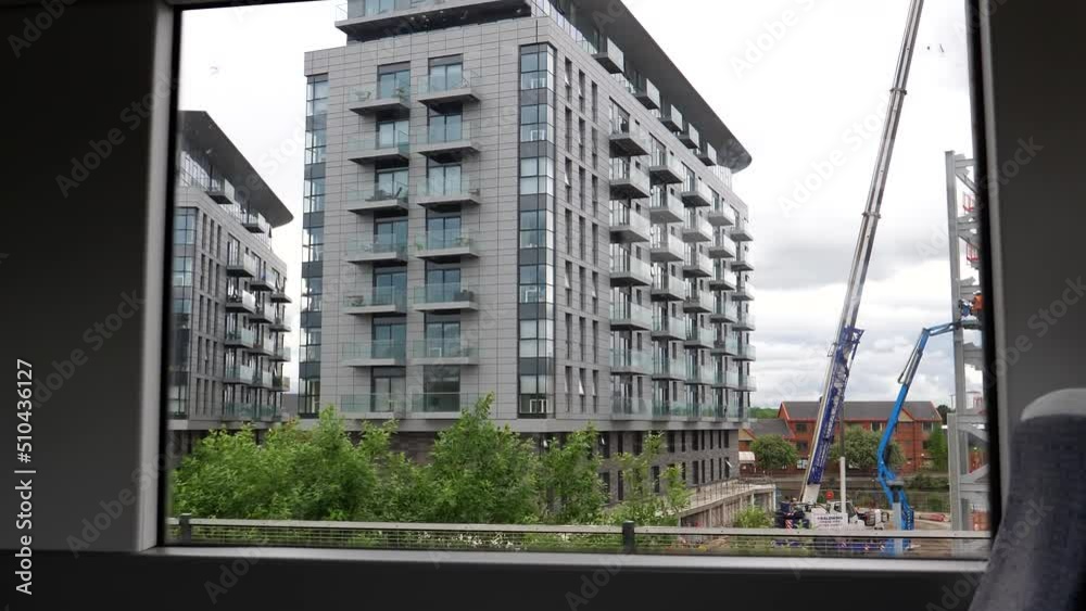 Video „Metrolink tram or tramway passenger window view of redeveloped ...