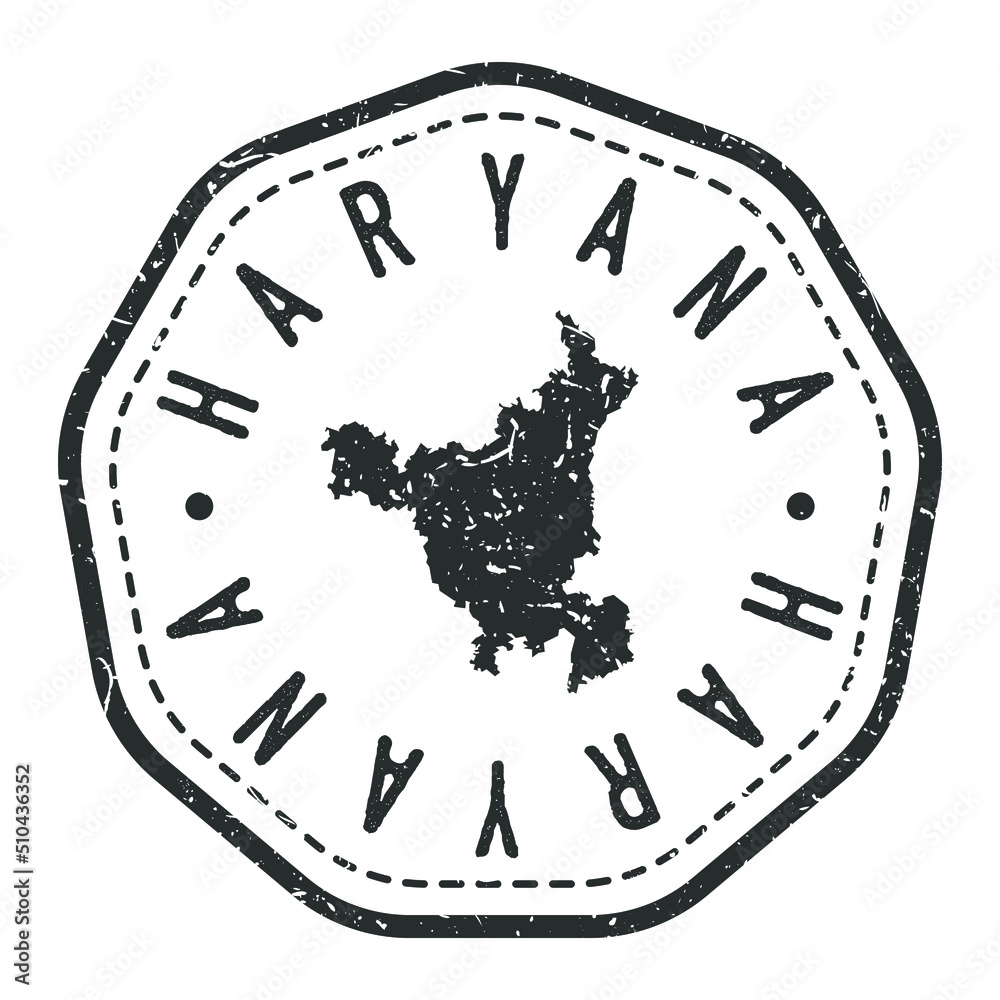 Haryana, India Map Stamp Retro Postmark. Silhouette Postal Passport ...