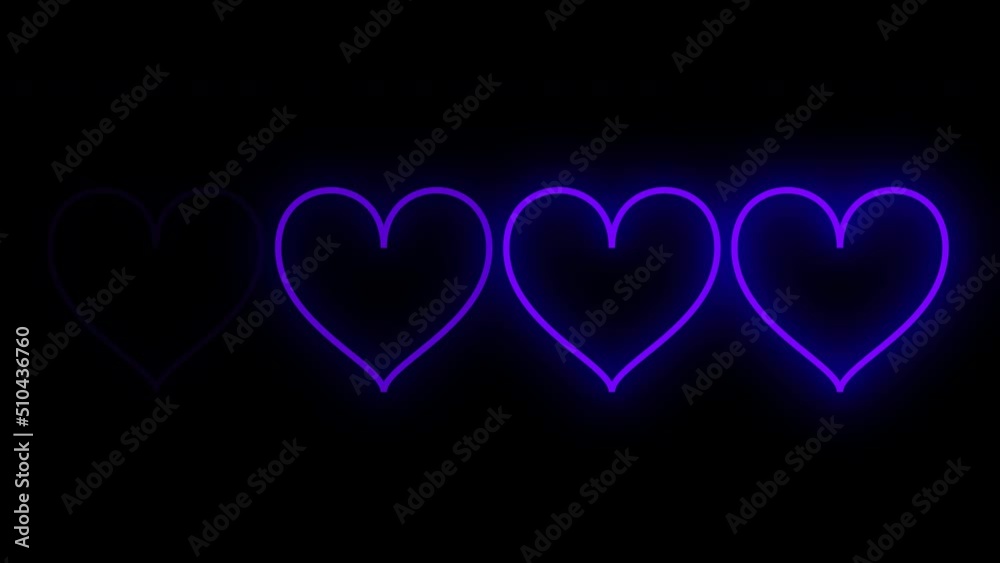 On-off animating loop heart trail animation in neon colors. Retro-style ...