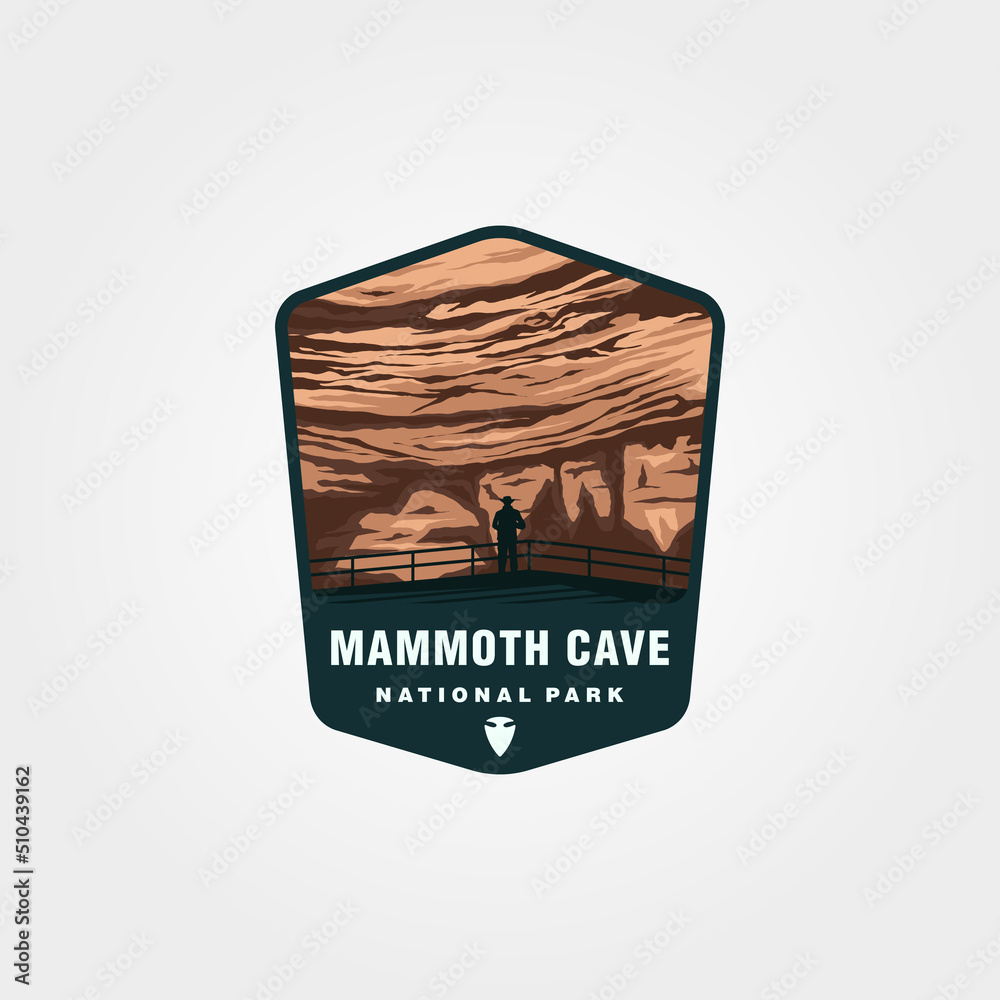 mammoth cave sticker patch vector illustration design, us national park ...