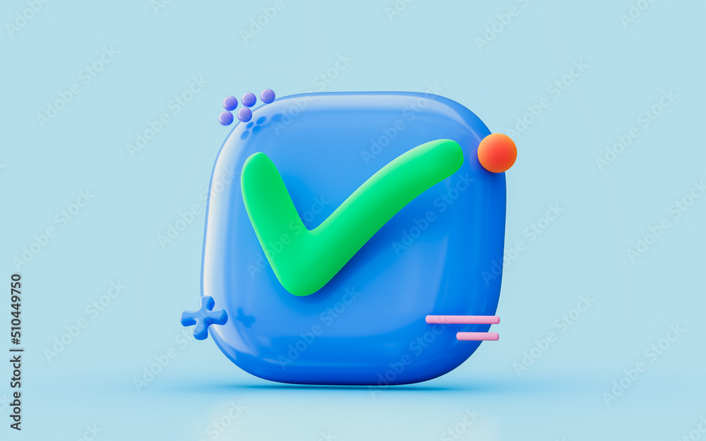 Green and blue check mark sign correct or right approve or concept and ...