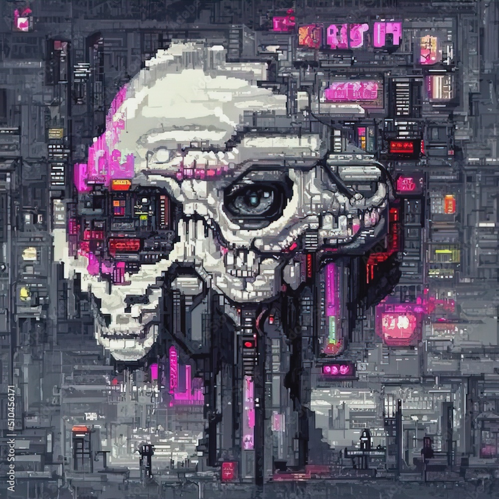 Retro futuristic cyberpunk concept. Pixel art wallpaper in a style of ...