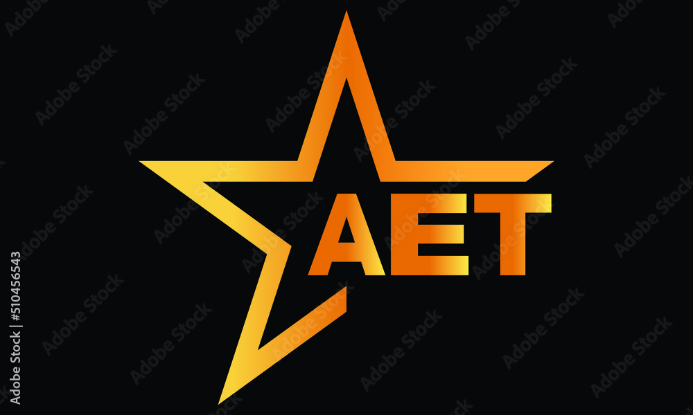 AET golden luxury star icon three letter logo design vector template ...