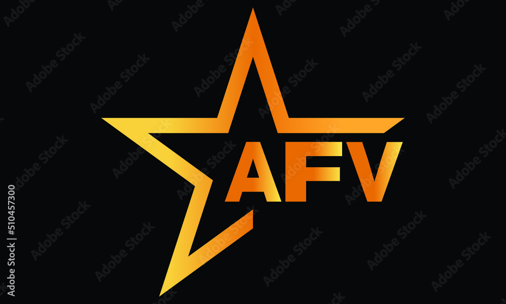 Vetor do Stock: AFV golden luxury star icon three letter logo design ...