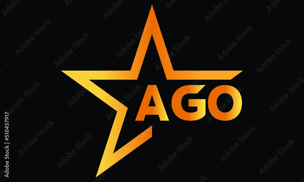 AGO golden luxury star icon three letter logo design vector template ...