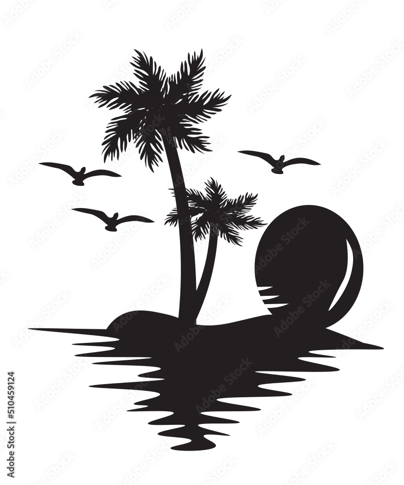 Vetor de Palm Trees svg, Beach Png svg, summer svg, Sunset Beach SVG ...
