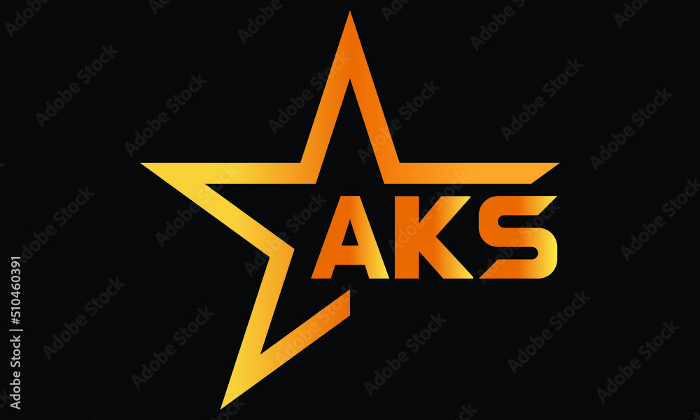 AKS golden luxury star icon three letter logo design vector template ...