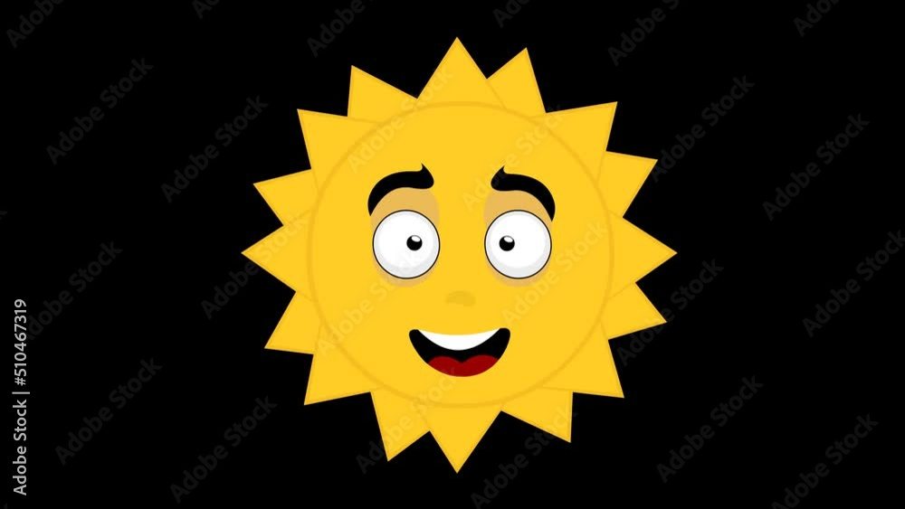 Loop animation of a cartoon character of a sun with a happy expression ...