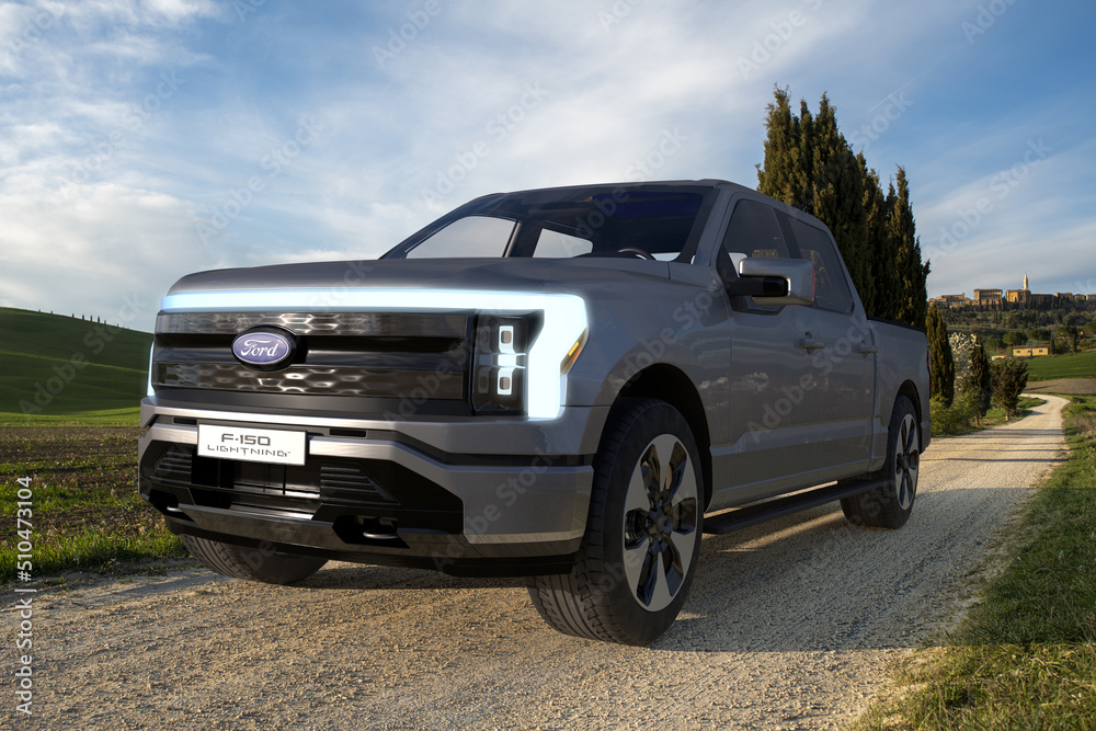 Ford F-150 Lightning Electric Truck Stock Photo | Adobe Stock