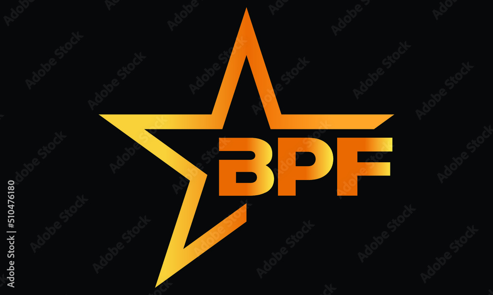 BPF golden luxury star icon three letter logo design vector template ...