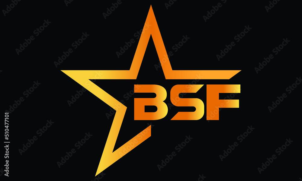 BSF golden luxury star icon three letter logo design vector template ...