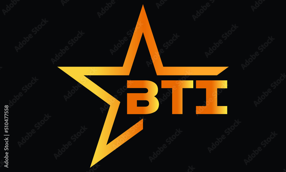BTI golden luxury star icon three letter logo design vector template ...