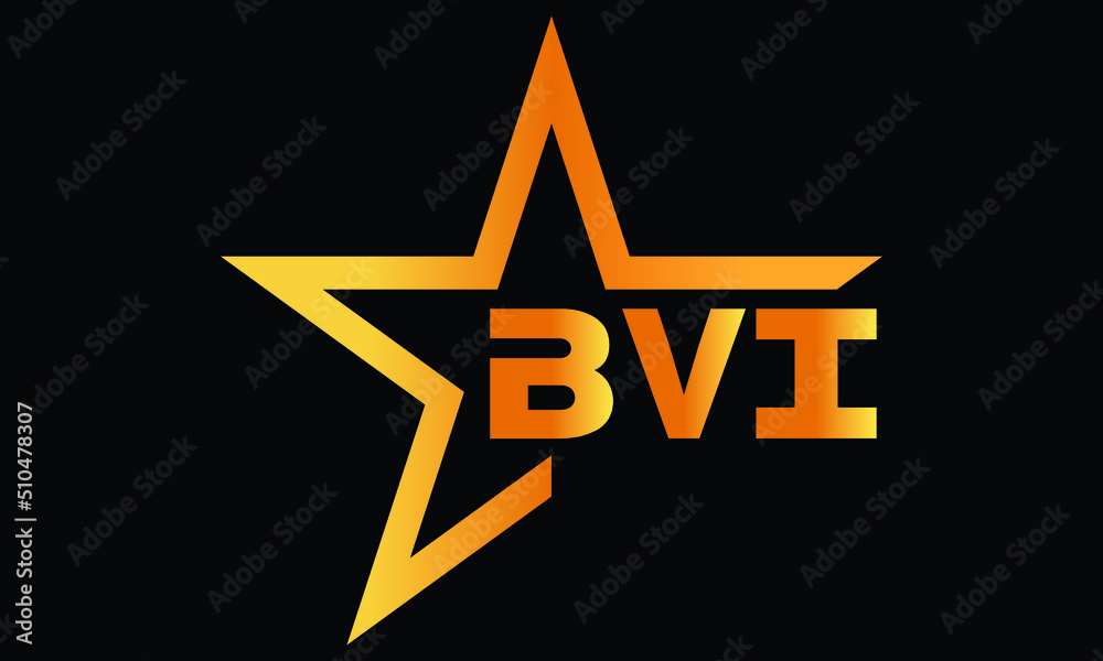 BVI golden luxury star icon three letter logo design vector template ...