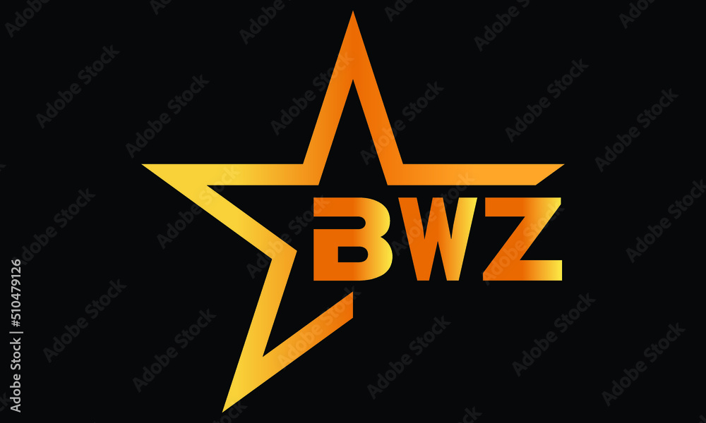 BWZ golden luxury star icon three letter logo design vector template ...