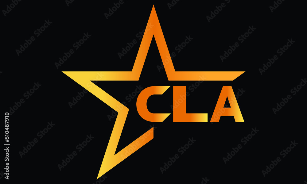 CLA golden luxury star icon three letter logo design vector template ...
