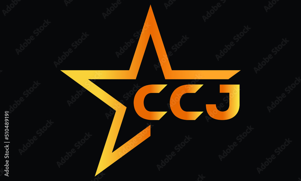 CCJ golden luxury star icon three letter logo design vector template ...
