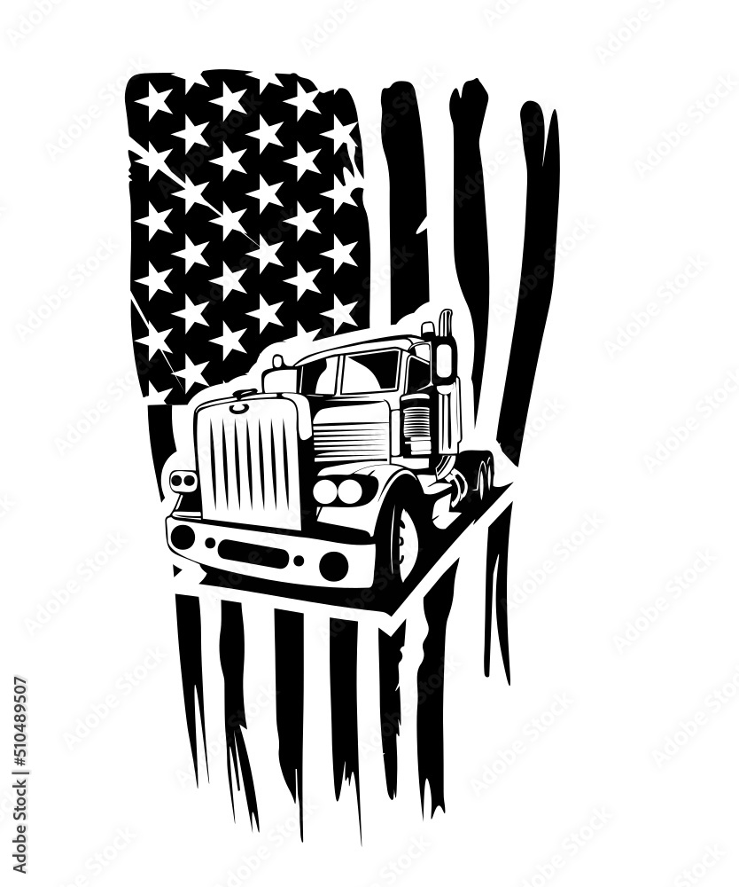 American Flag Trucker svg, truck driver flag svg, semi truck flag svg ...