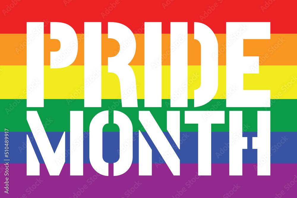 Pride Month white text on the rainbow flag for web banners, social ...