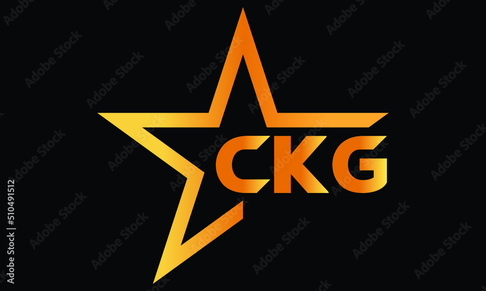 CKG golden luxury star icon three letter logo design vector template ...
