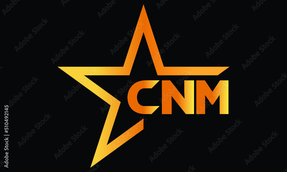CNM golden luxury star icon three letter logo design vector template ...