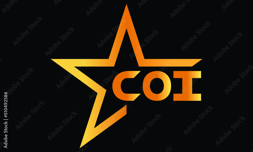 COI golden luxury star icon three letter logo design vector template ...