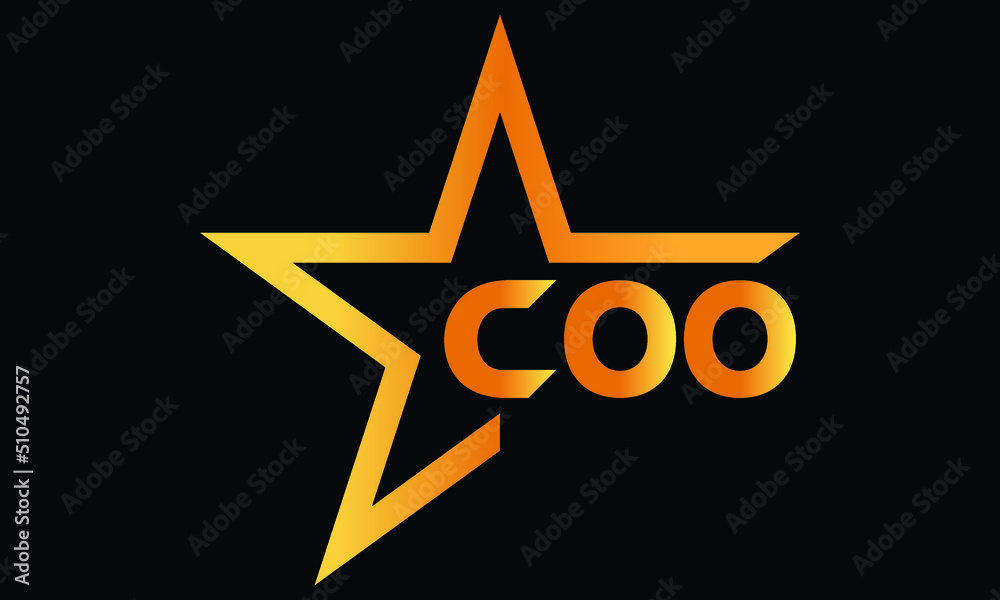 COO golden luxury star icon three letter logo design vector template ...