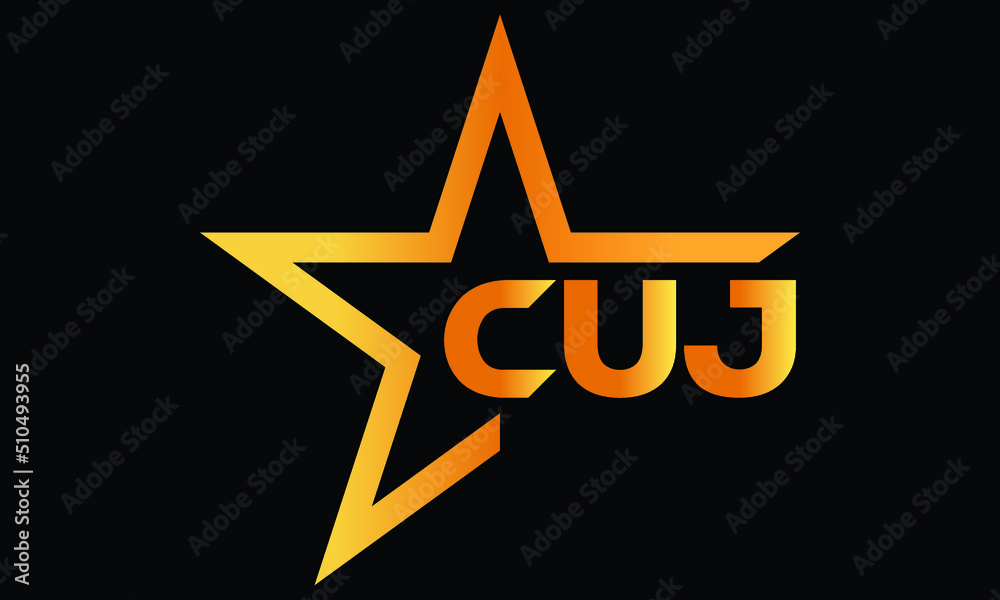 CUJ golden luxury star icon three letter logo design vector template ...