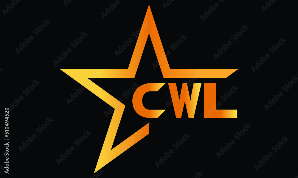 CWL golden luxury star icon three letter logo design vector template ...