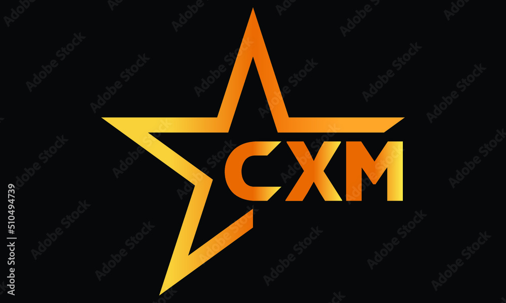 CXM golden luxury star icon three letter logo design vector template ...