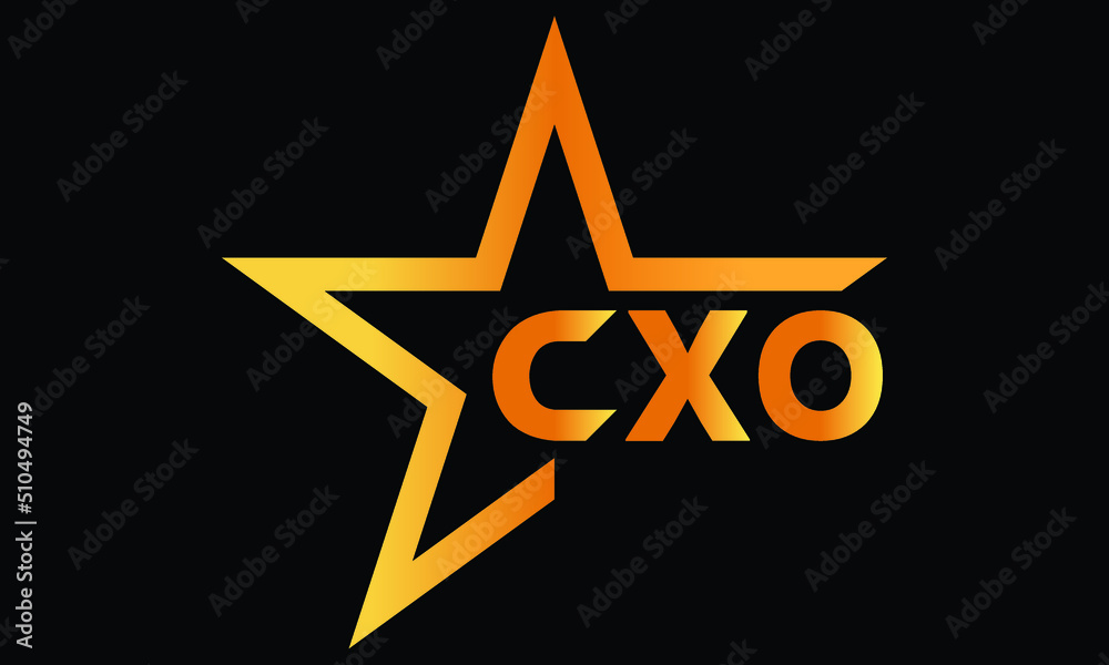 CXO golden luxury star icon three letter logo design vector template ...