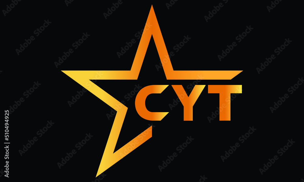 CYT golden luxury star icon three letter logo design vector template ...