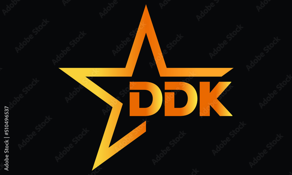 DDK golden luxury star icon three letter logo design vector template ...