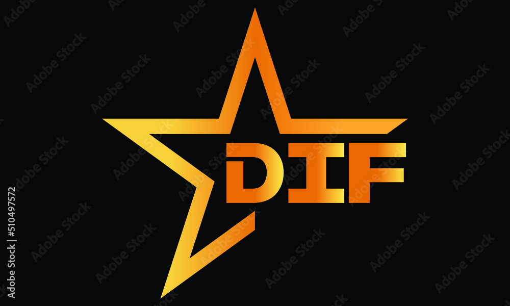 DIF golden luxury star icon three letter logo design vector template ...
