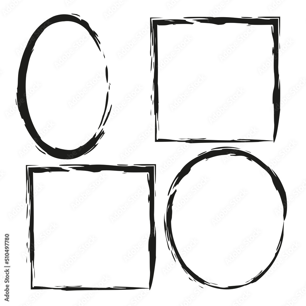 Grunge square frames. Brush frames of various shapes. Frames for ...
