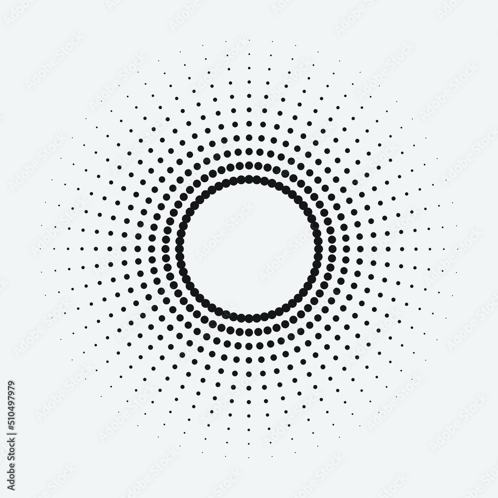 Halftone radial pattern backdrop. Vector dotted retro background ...