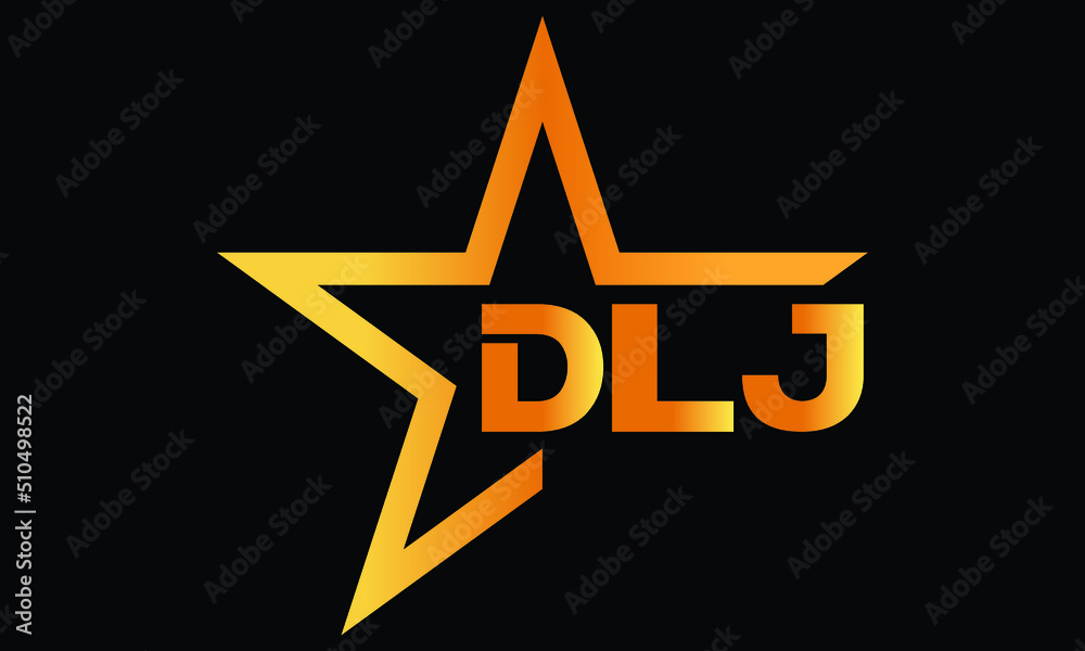 DLJ golden luxury star icon three letter logo design vector template ...