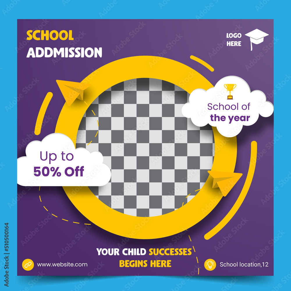 School admission social media post template. Junior and senior high ...