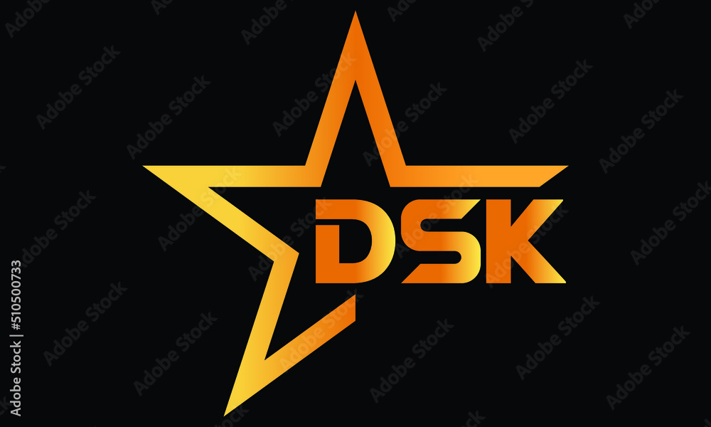 DSK golden luxury star icon three letter logo design vector template ...