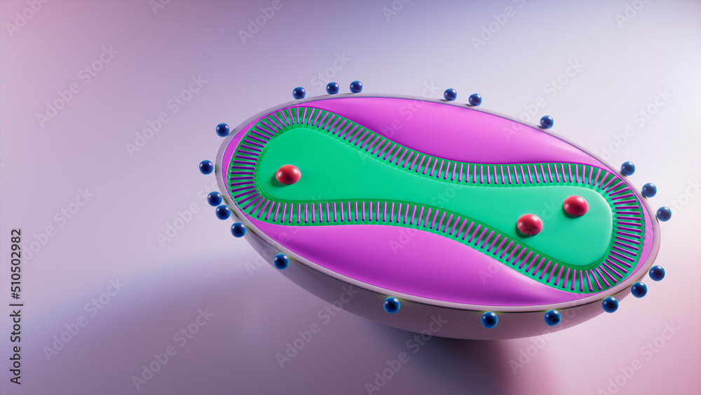 Monkeypox Virus Visualization with 3D Cell Structure. 3D Render with ...