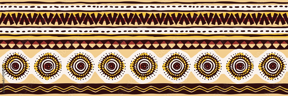 Seamless border, ethnic background, hand drawing, vector banner Stock ...
