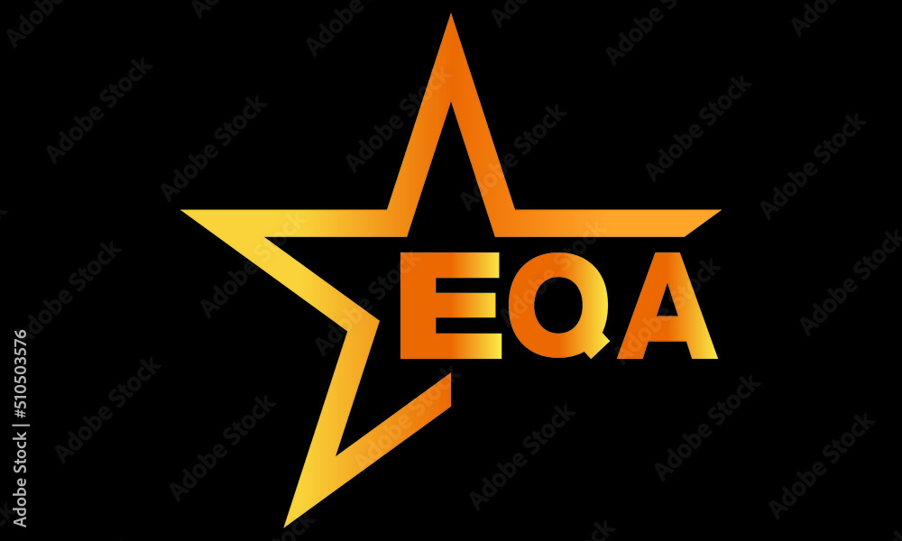EQA golden luxury star icon three letter logo design vector template ...