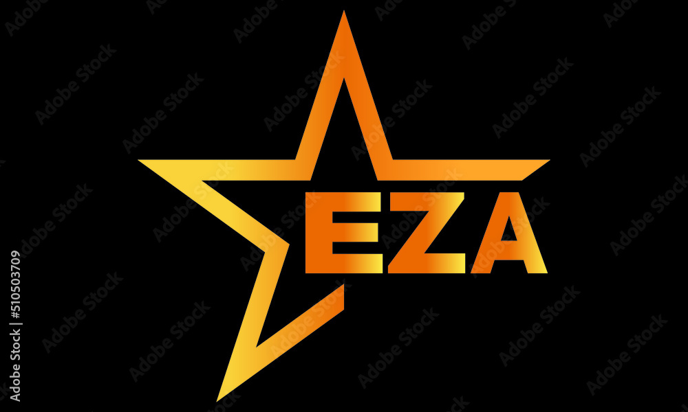 EZA golden luxury star icon three letter logo design vector template ...