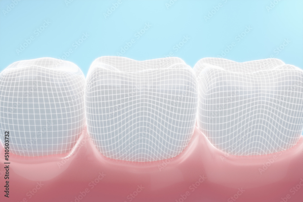 Poster Healthy gums and teeth coating by fluoride to protect bacterial ...