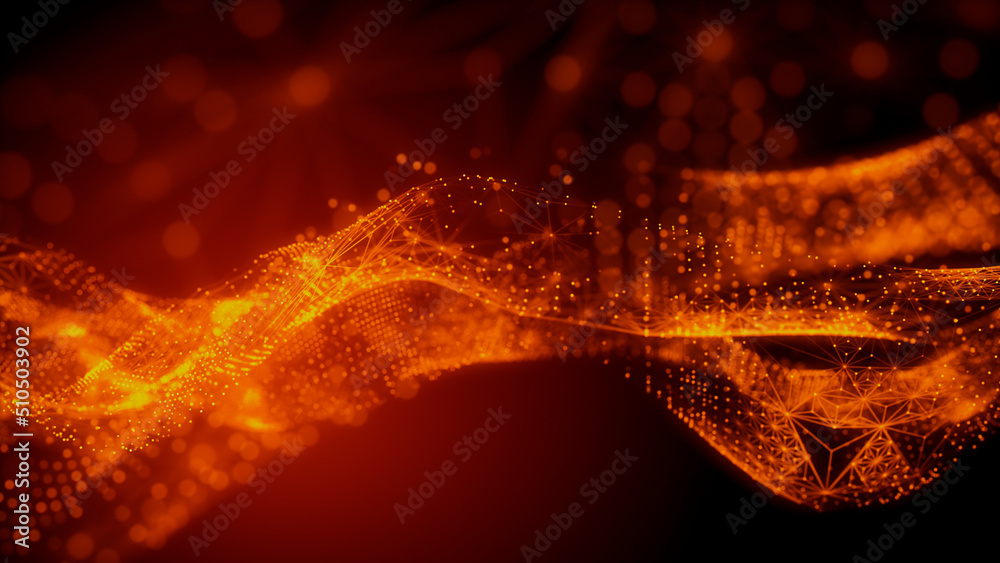 Network Cyber Security Concept. Orange, Futuristic Digital Style. 3D ...