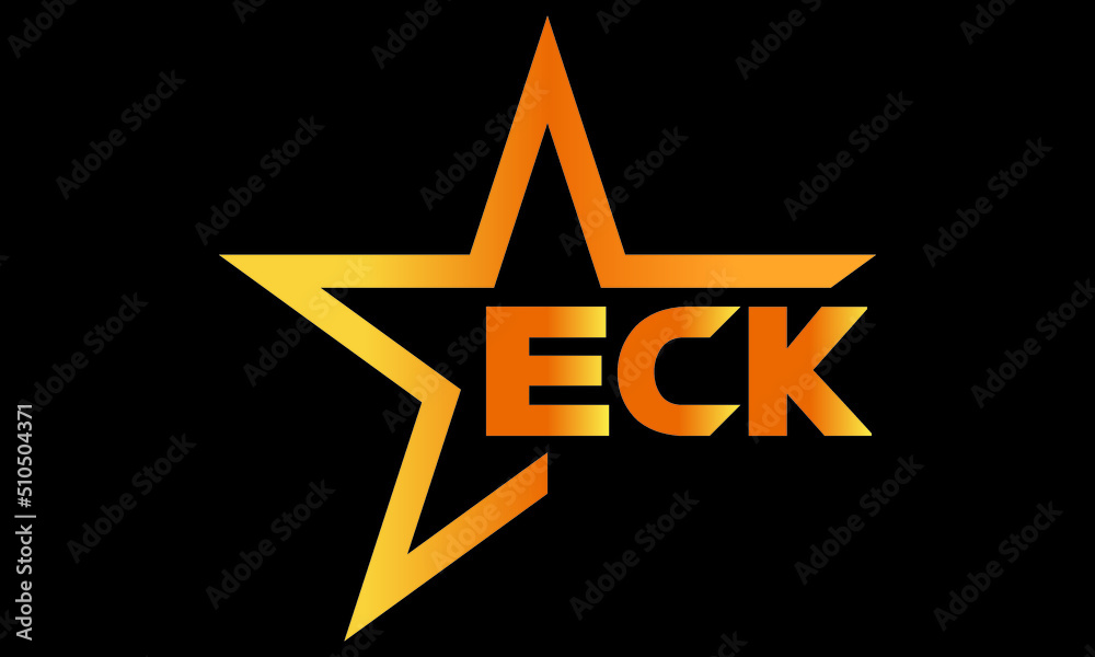 ECK golden luxury star icon three letter logo design vector template ...