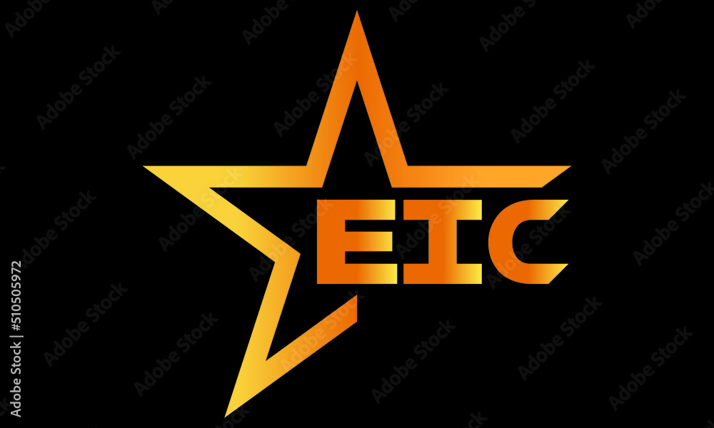 EIC golden luxury star icon three letter logo design vector template ...