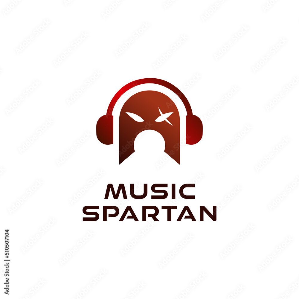 Spartan Music Logo, Ancient Spartan Helmet With Music Headphones Stock ...