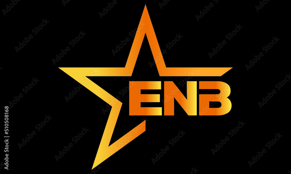 ENB golden luxury star icon three letter logo design vector template ...