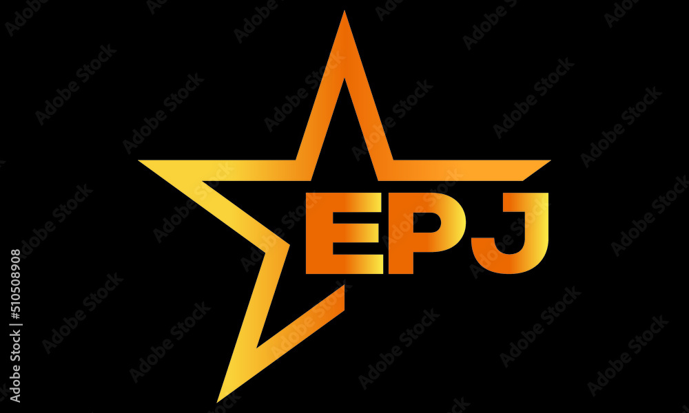 EPJ golden luxury star icon three letter logo design vector template ...