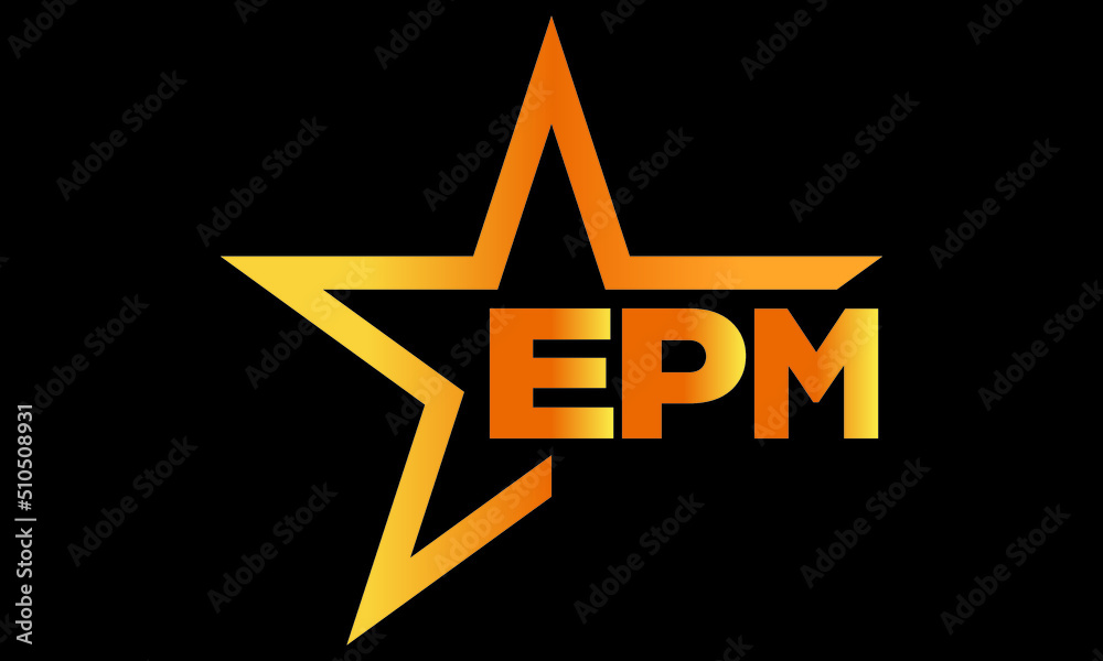 EPM golden luxury star icon three letter logo design vector template ...